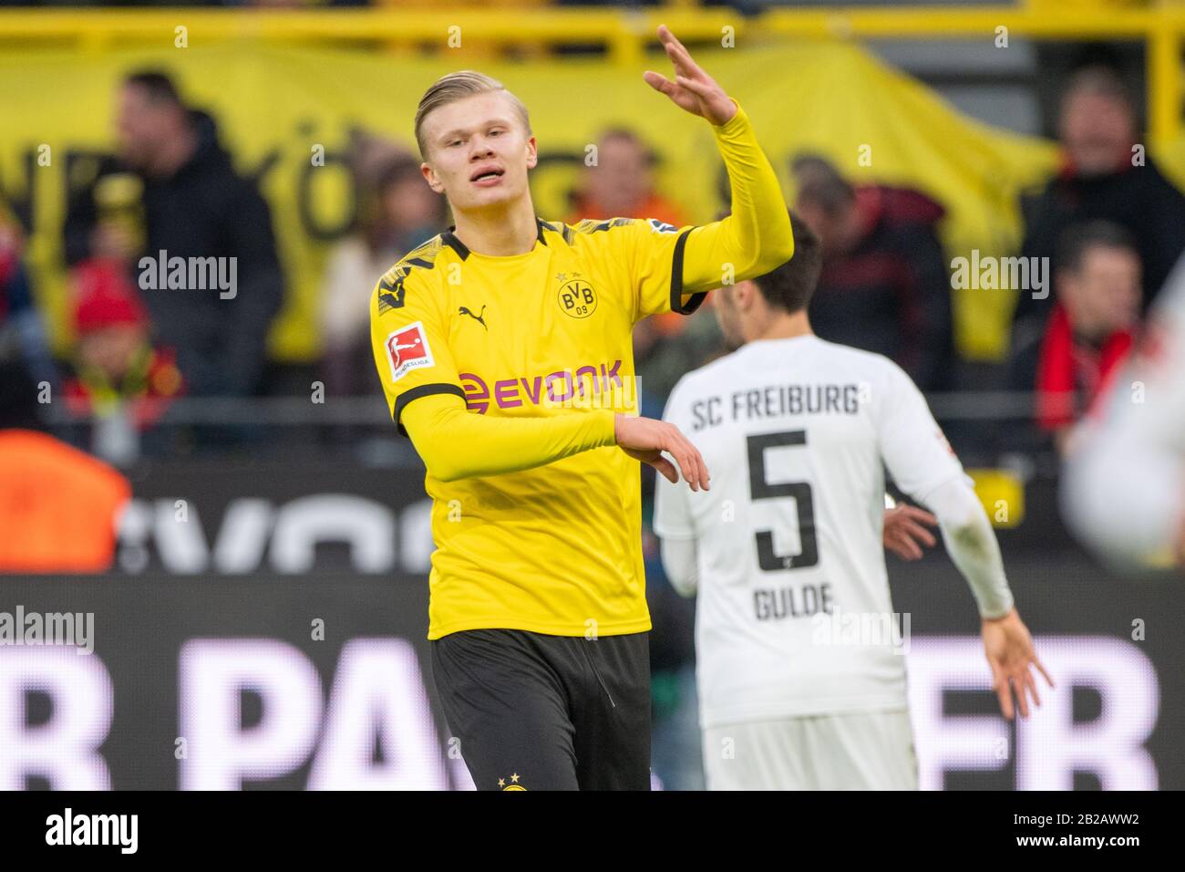 Erling HAALAND (DO) is annoyed about a given goal opportunity, argues ...