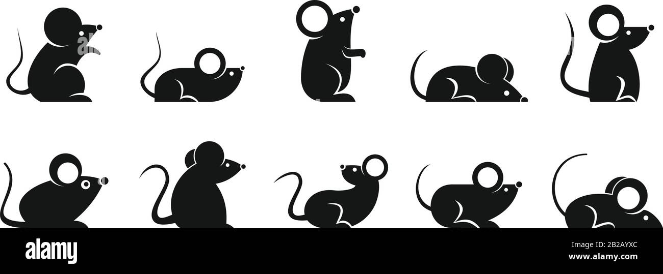 Rat icons set. Simple set of rat vector icons for web design on white ...