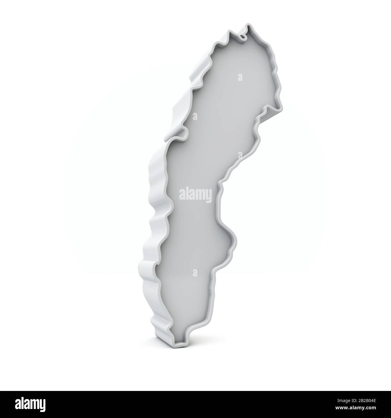 Sweden simple 3D map in white grey. 3D Rendering Stock Photo - Alamy