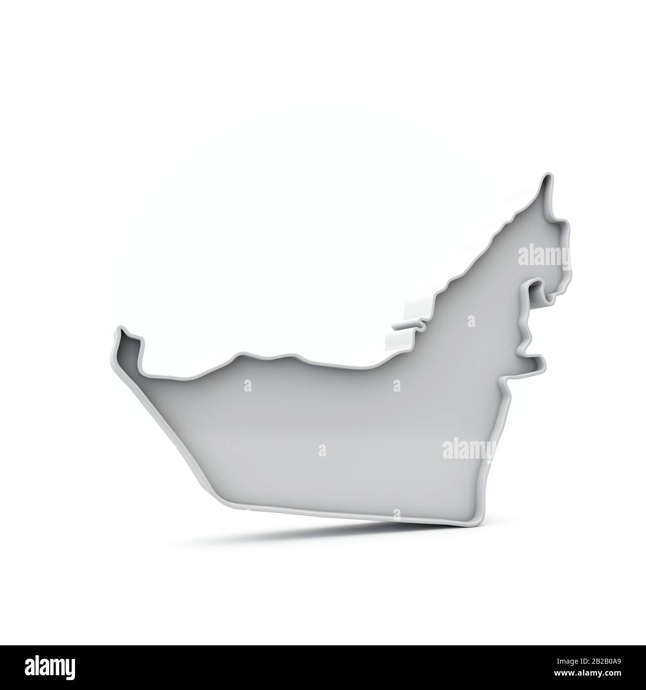 United Arab Emirates simple 3D map in white grey. 3D Rendering Stock ...