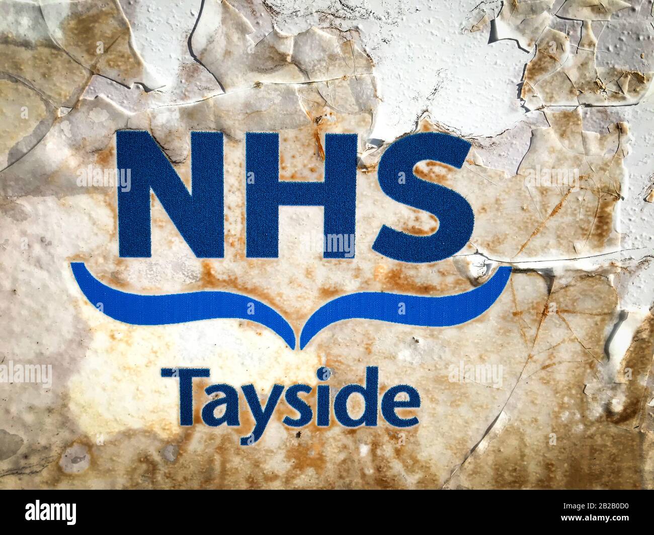 A sign for NHS Tayside at the entrance at Ninewells Hospital, Dundee ...