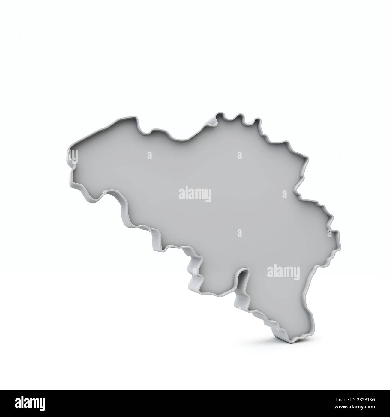 Belgium simple 3D map in white grey. 3D Rendering Stock Photo - Alamy