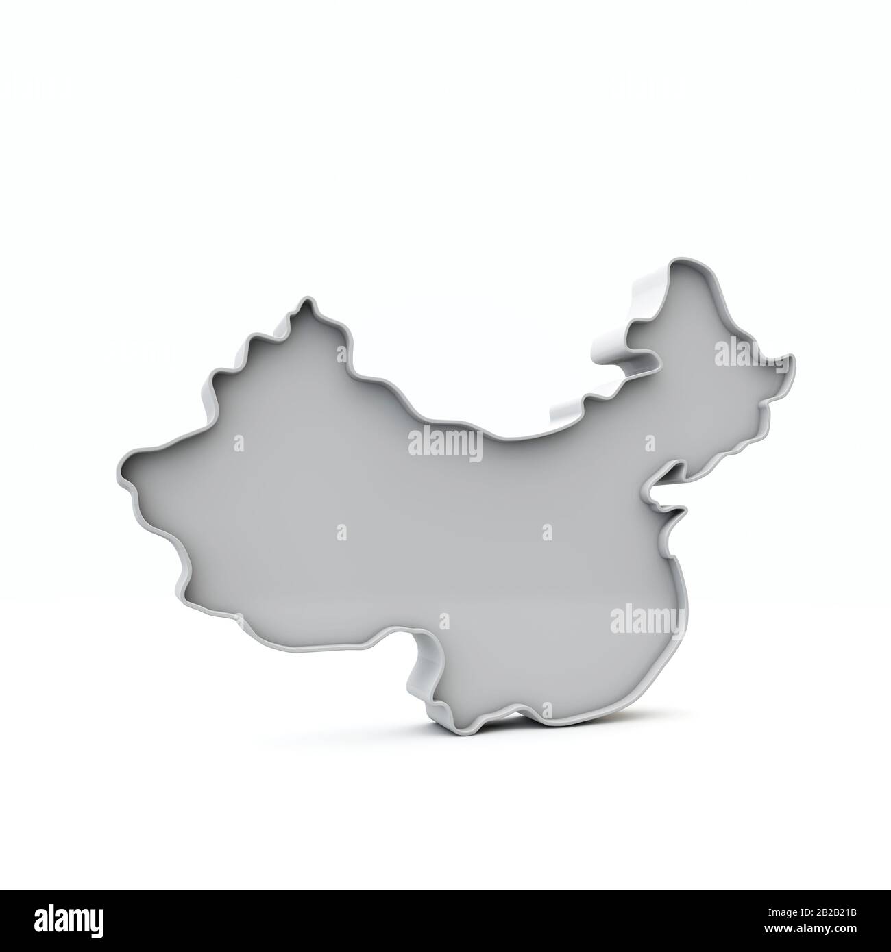 China simple 3D map in white grey. 3D Rendering Stock Photo - Alamy