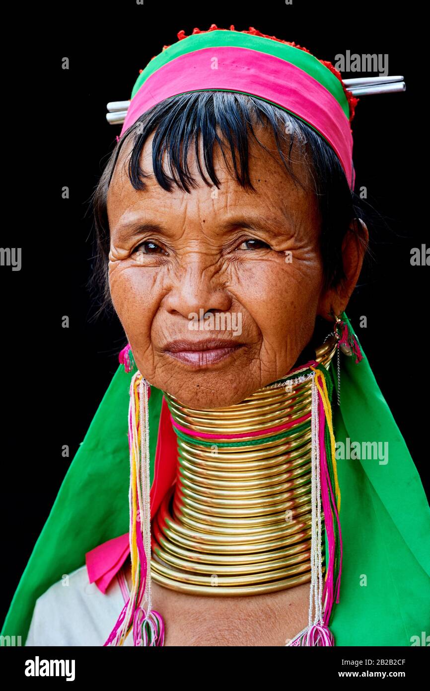 Myanmar burma portrait of a kayan padaung woman hi-res stock ...