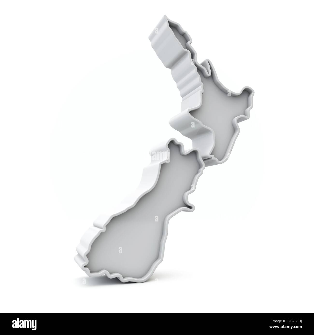 New Zealand simple 3D map in white grey. 3D Rendering Stock Photo - Alamy