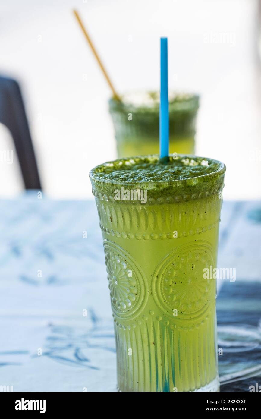 Soft drink in Jordan made with mint,lremon and juice Stock Photo - Alamy