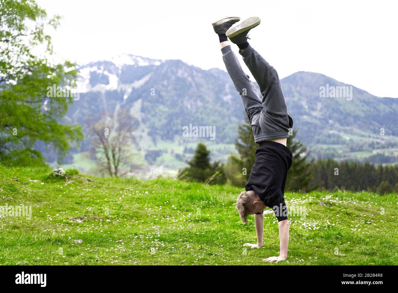 Boy Handstand One High Resolution Stock Photography and Images - Alamy
