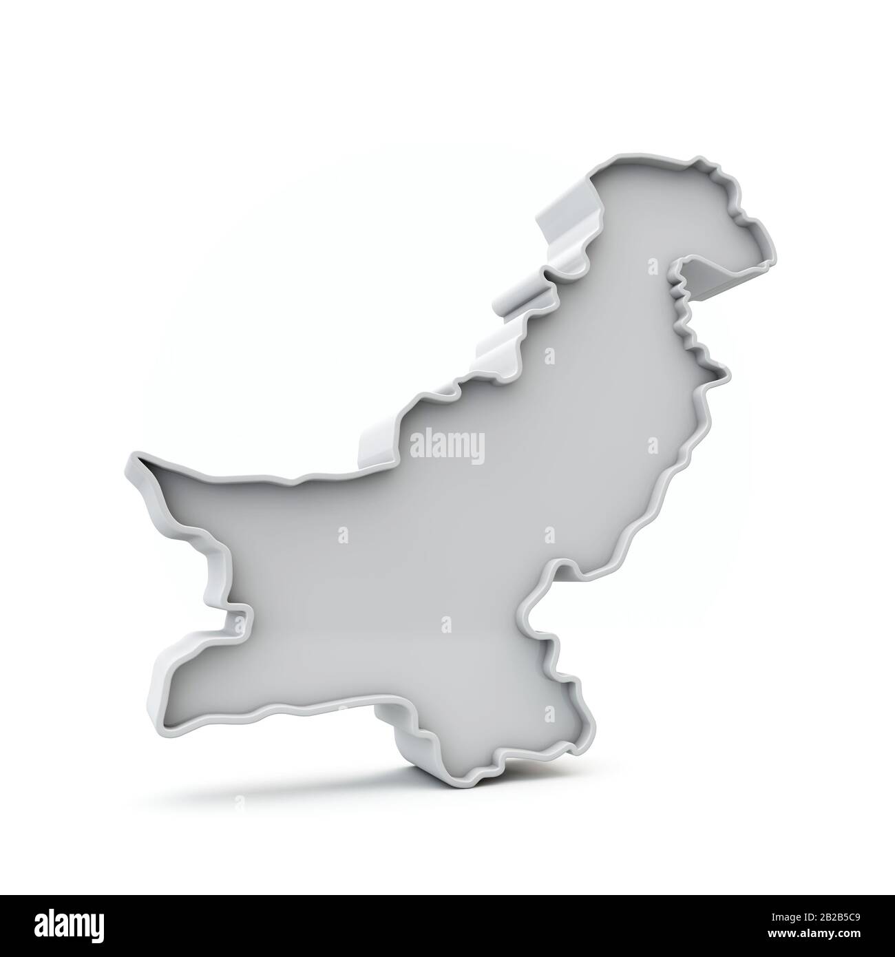 Pakistan simple 3D map in white grey. 3D Rendering Stock Photo - Alamy