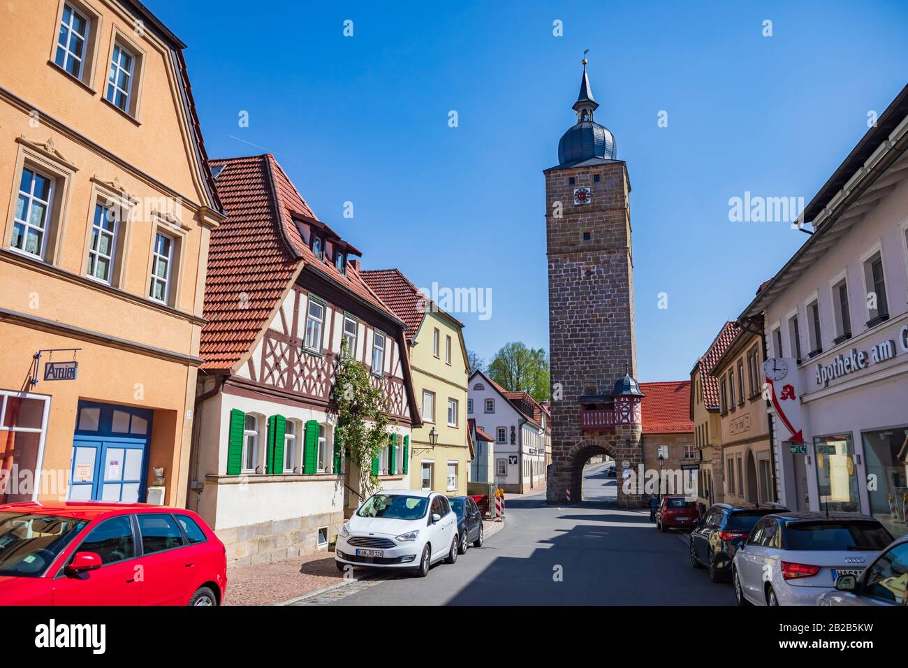 HASSBERGE, GERMANY - CIRCA APRIL, 2019: Townscape of Ebern in Hassberge ...