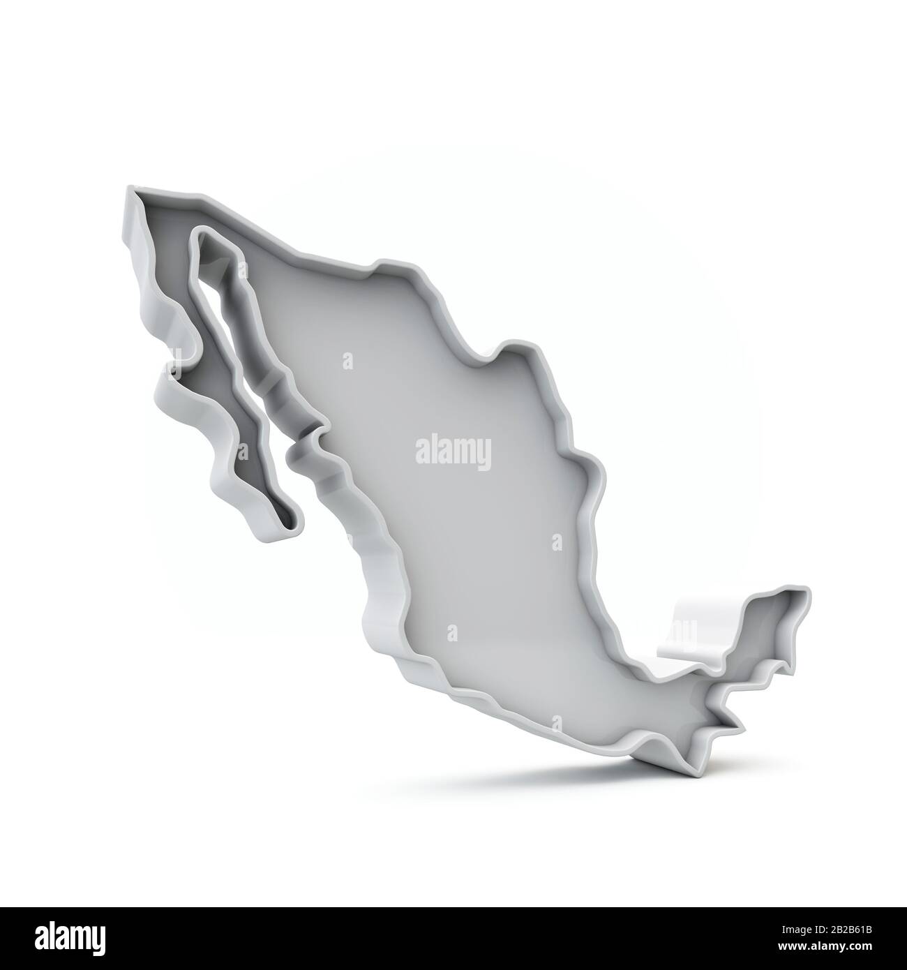 Mexico simple 3D map in white grey. 3D Rendering Stock Photo - Alamy