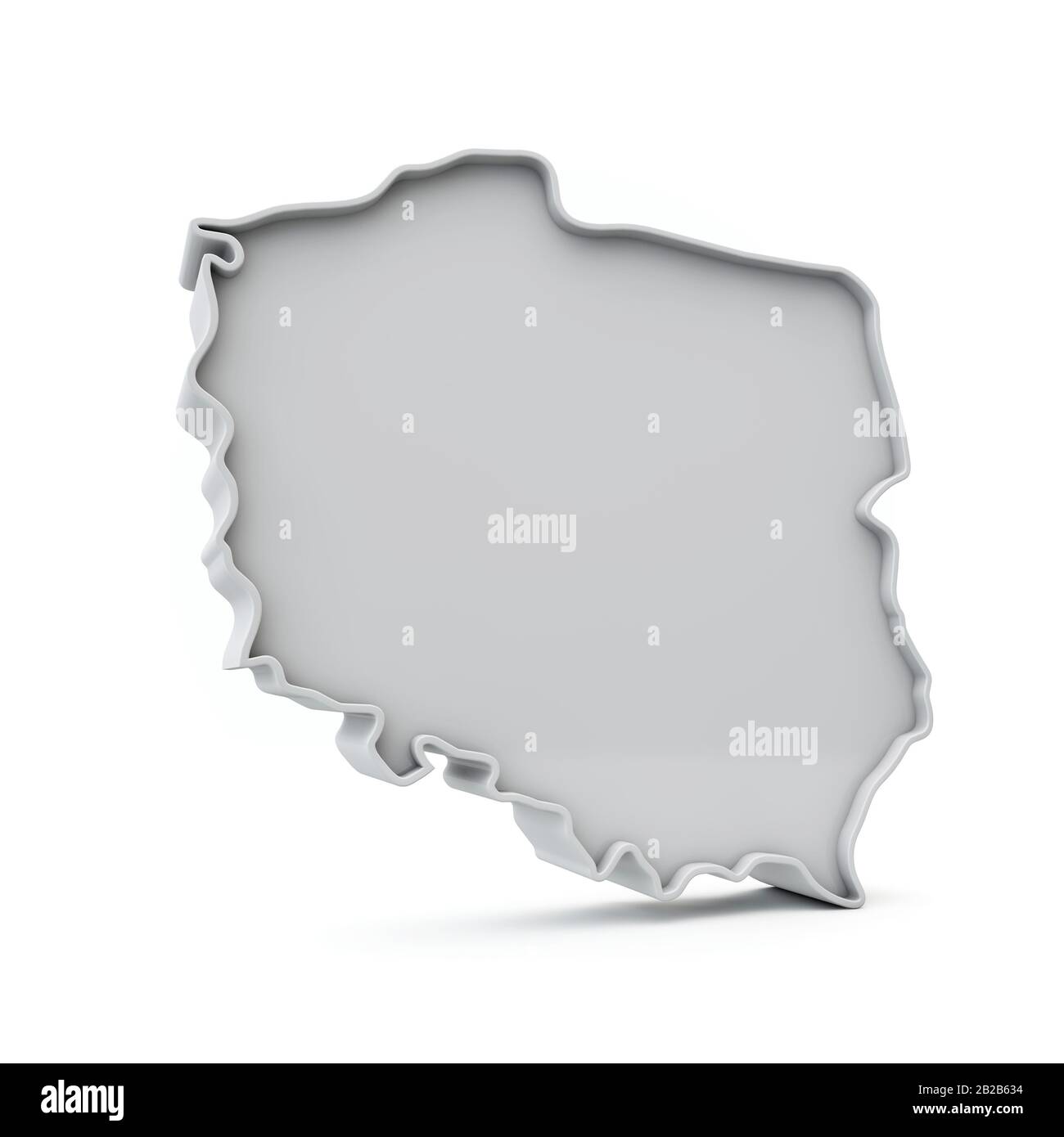 Poland simple 3D map in white grey. 3D Rendering Stock Photo - Alamy