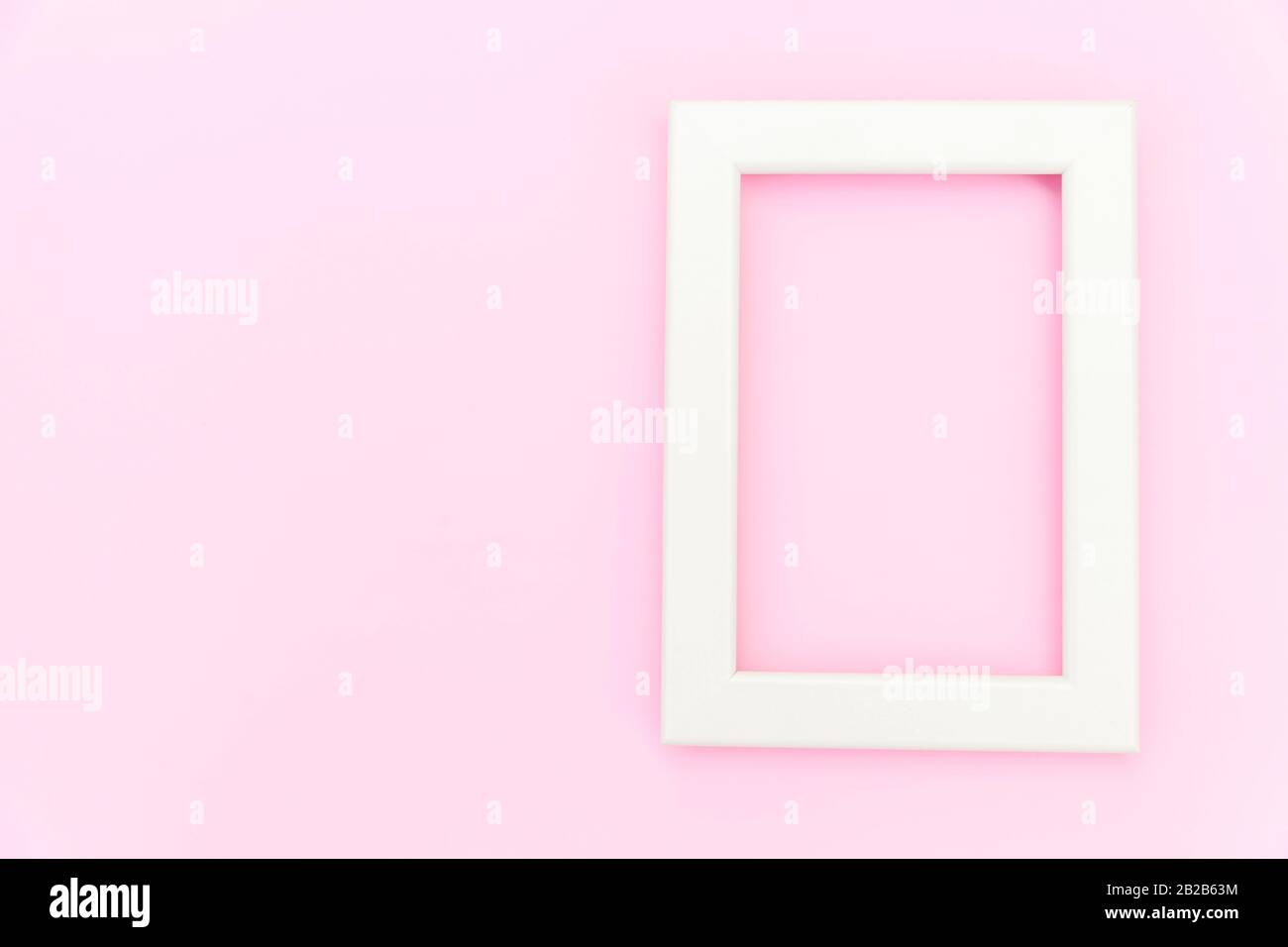 Simply design with empty pink frame isolated on pink pastel colorful ...