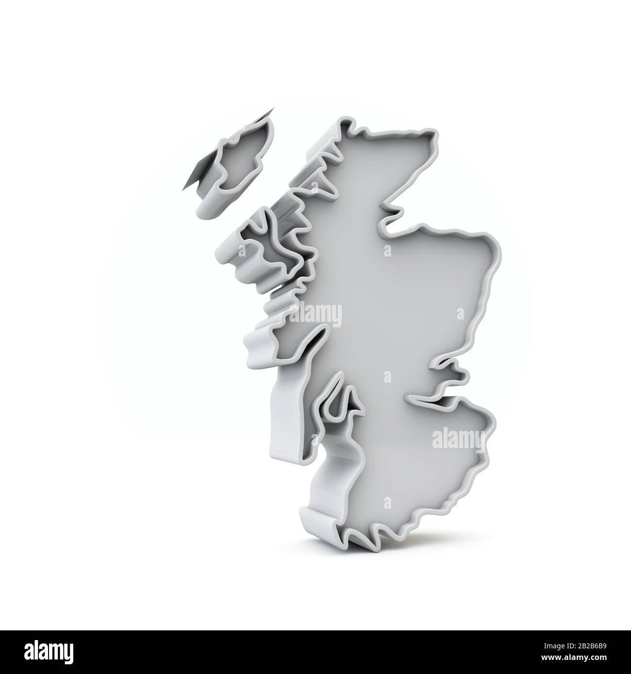 Scotland simple 3D map in white grey. 3D Rendering Stock Photo - Alamy