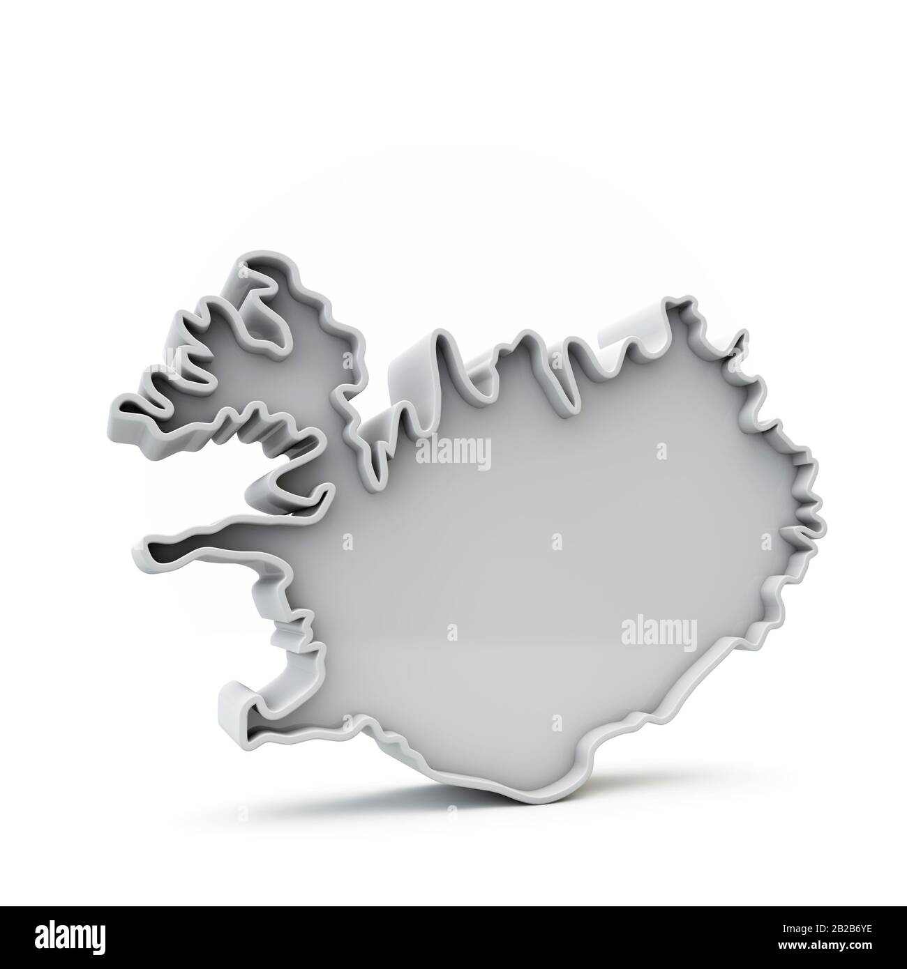 Iceland simple 3D map in white grey. 3D Rendering Stock Photo - Alamy