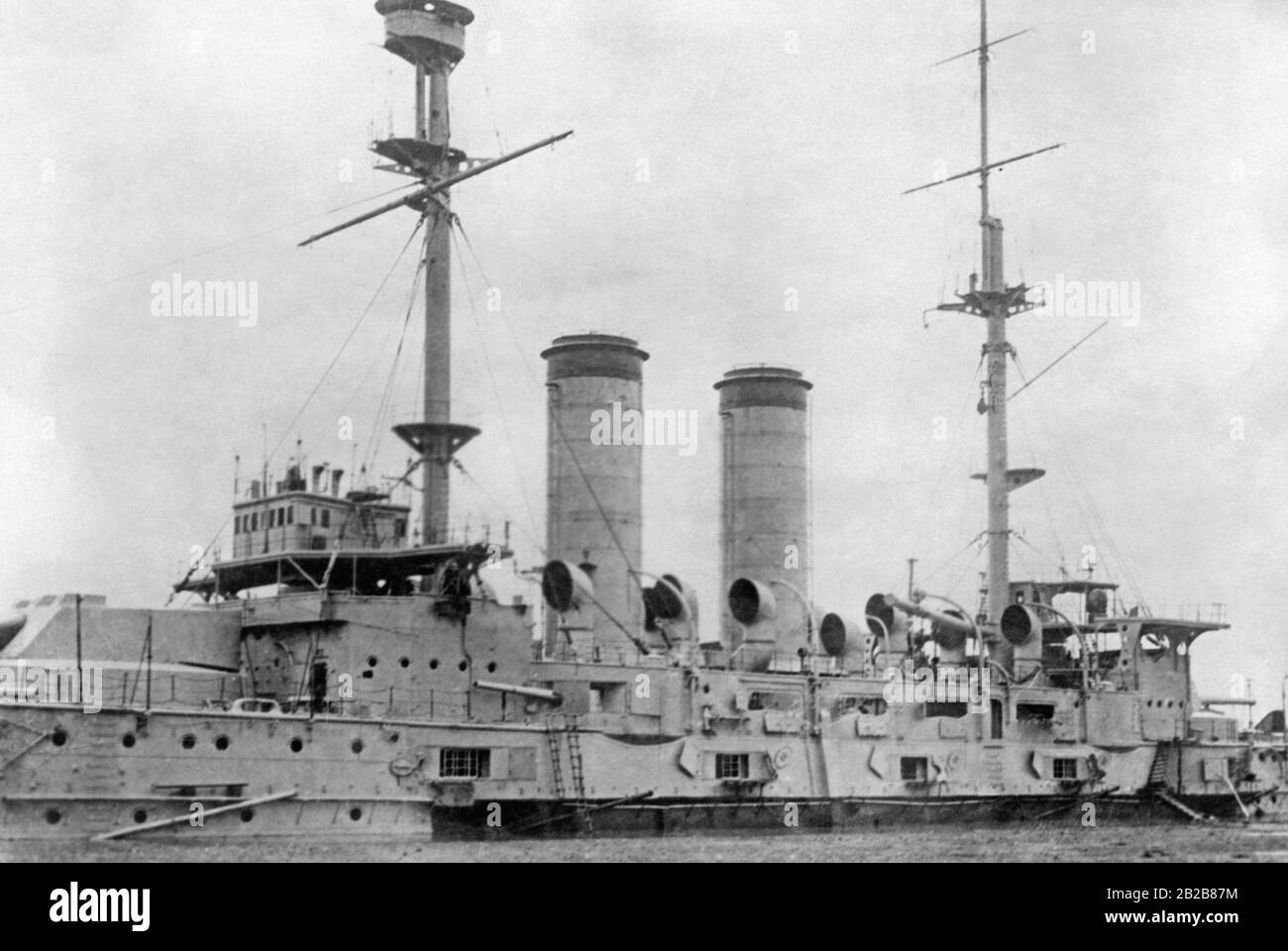 The Japanese battleship Mikasa. It was involved in the attack on Port ...