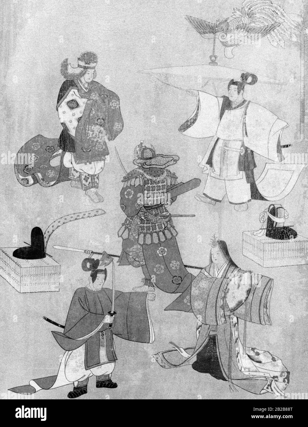 Representation of traditional Japanese clothing of the Emperor and his ...