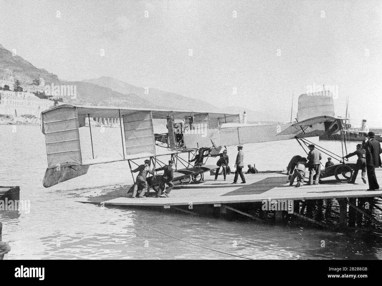 Seaplane competition in Monaco. A French Voisin Hydro-Canard is ...