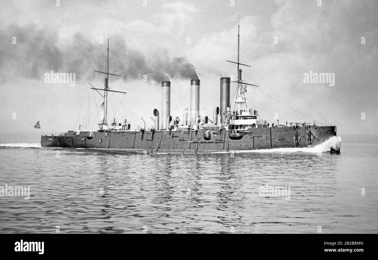 The cruiser Tsugaru of the Imperial Japanese Navy. The cruiser sailed ...