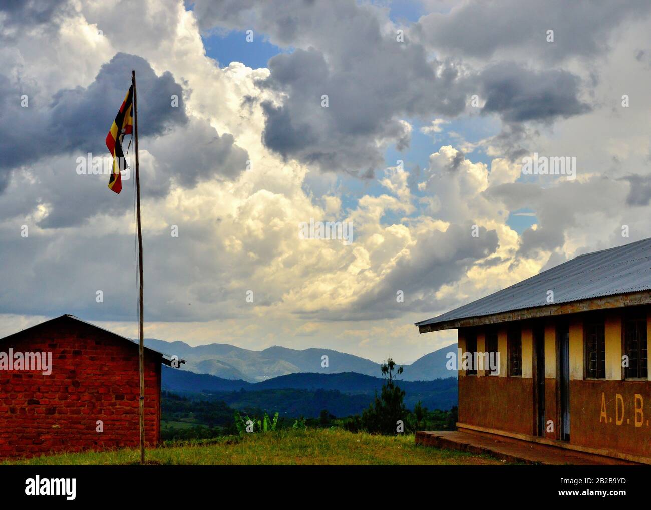 The Ugandan national flag is flown proudly over the western highlands ...