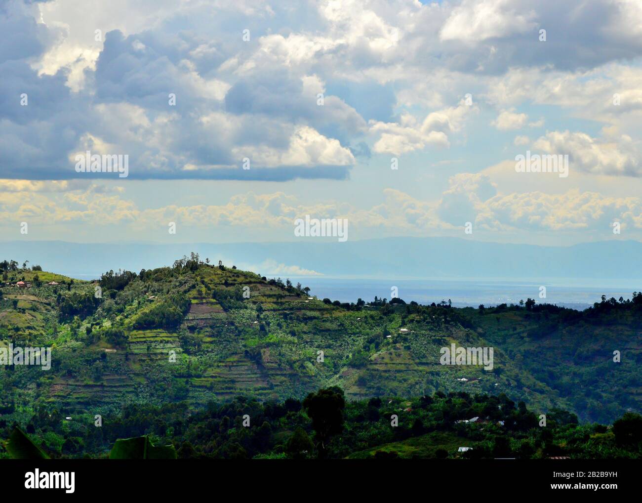 A view from the highest point in Kanungu District on the road to Kabale ...