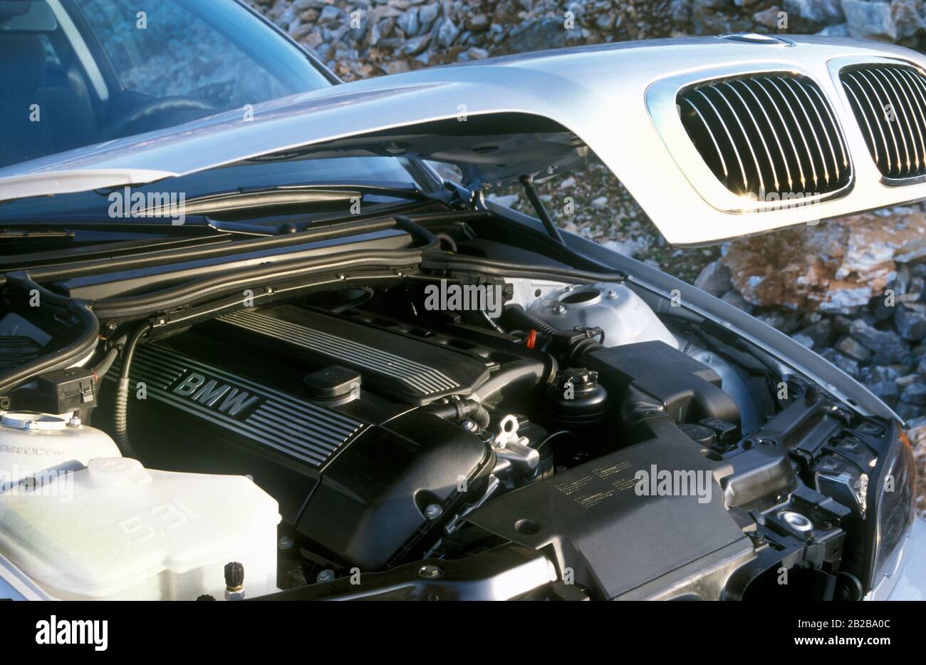 Six cylinder engine in a1999 BMW 328 Ci driving in Spain Stock Photo ...