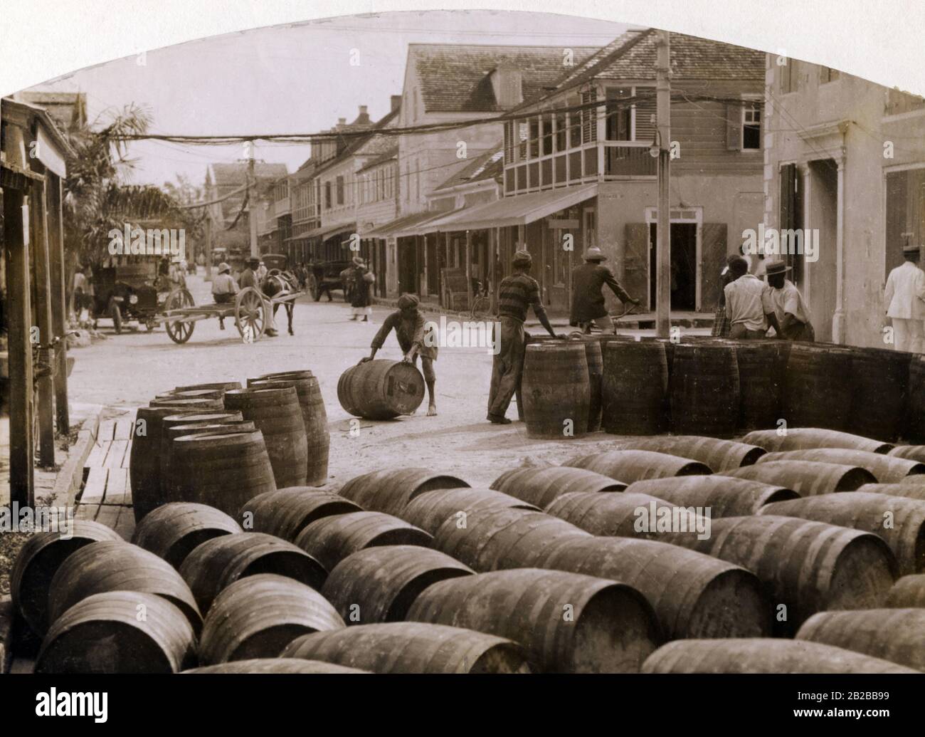 Prohibition: Barrels of a liquor-stock of the bootleggers on the ...