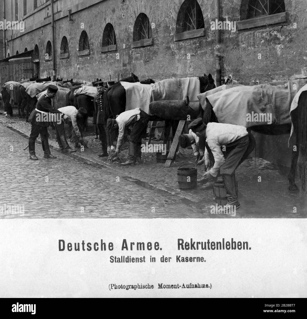 Recruits on stable duty in the barracks, they are instructed by higher ...