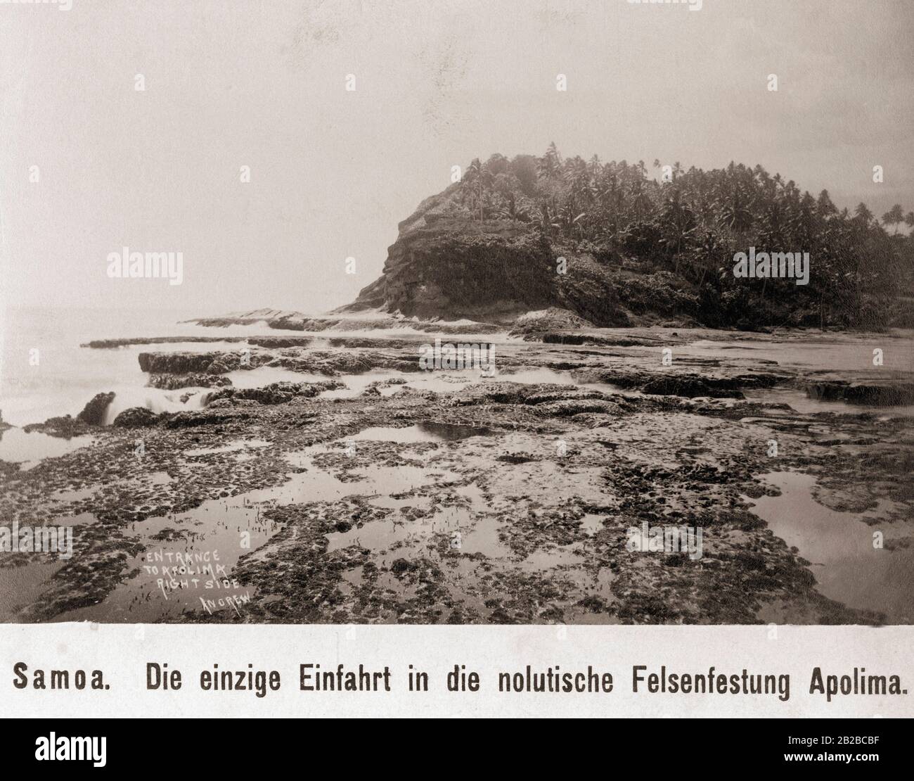 The only entrance to the rock fortress Apolima on the German colony of ...