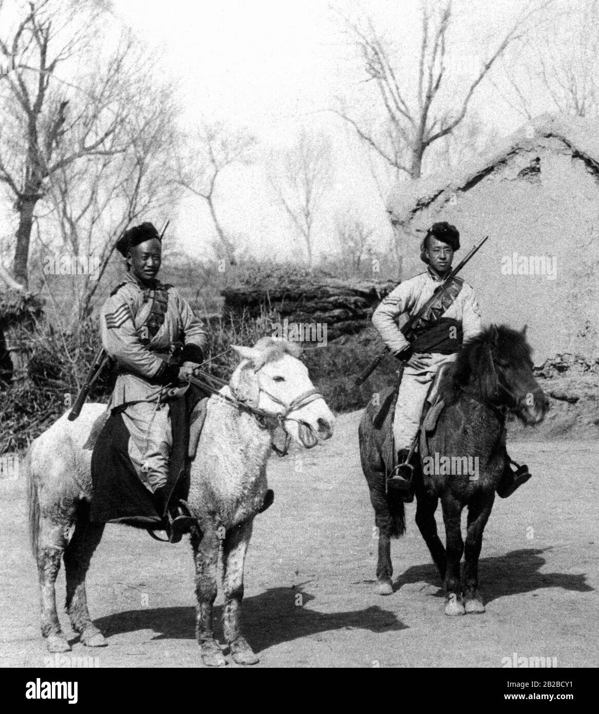 A Chinese mounted police patrol in Tientsin in the colonial era Stock ...