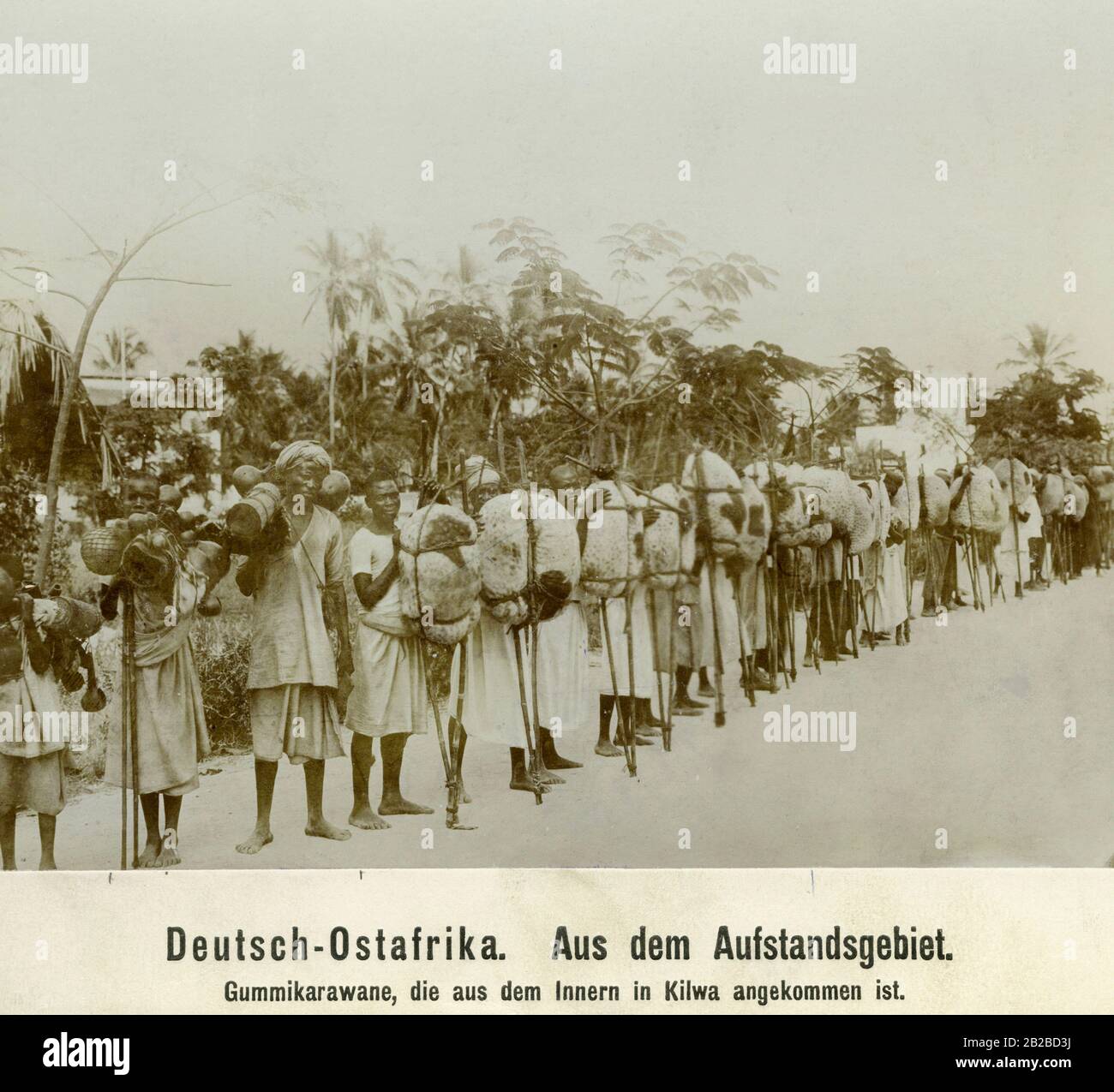 Native caravan from the hinterland of German East Africa Kilwa, where ...