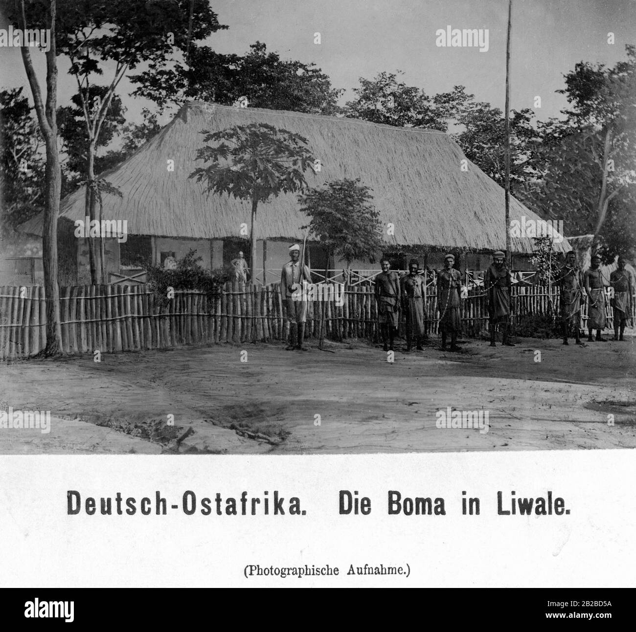 The picture shows a boma, a fort with palisade protection, which was ...