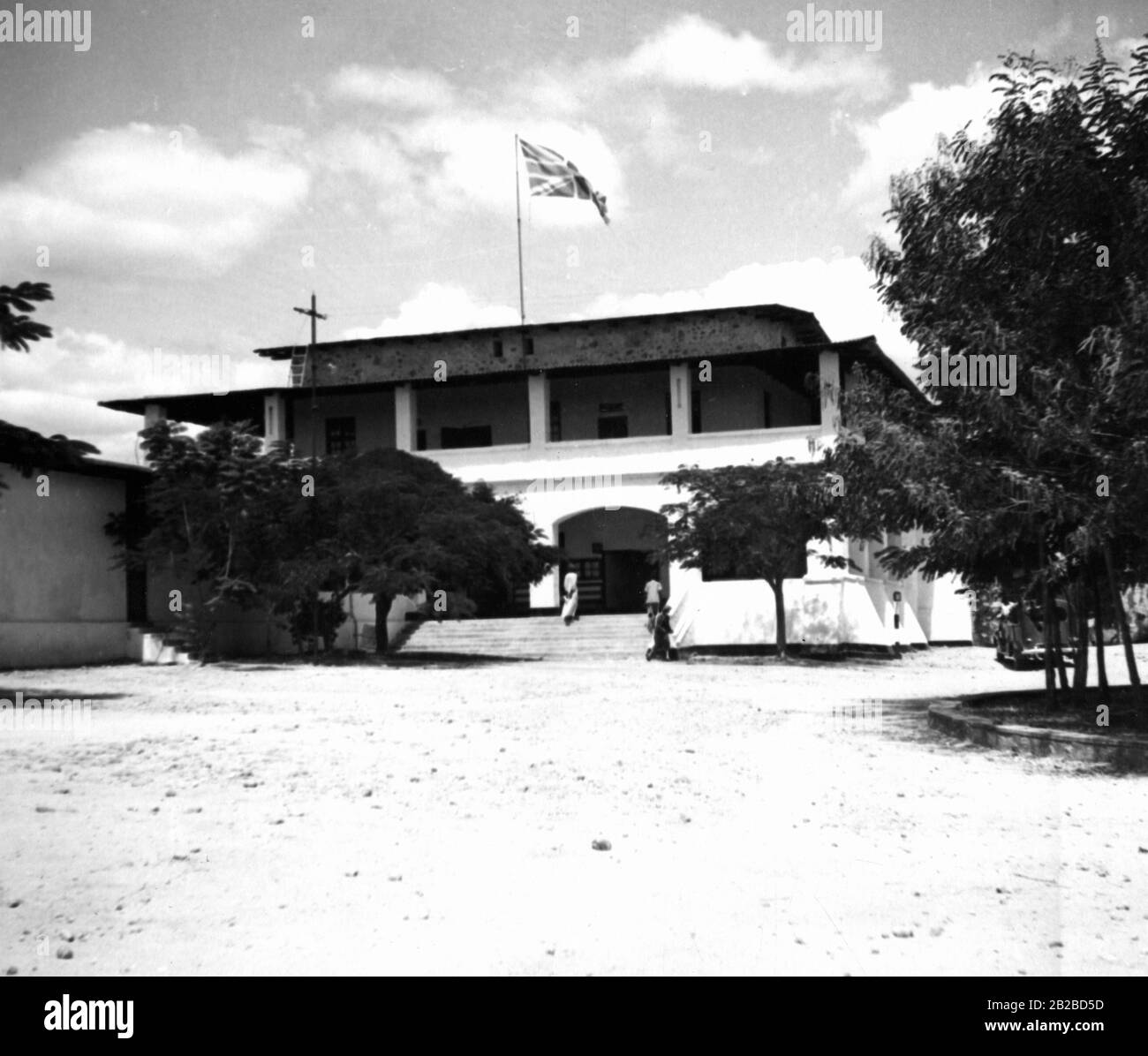 The former German Boma in Tabora, which now bears the Union Jack. Boma ...