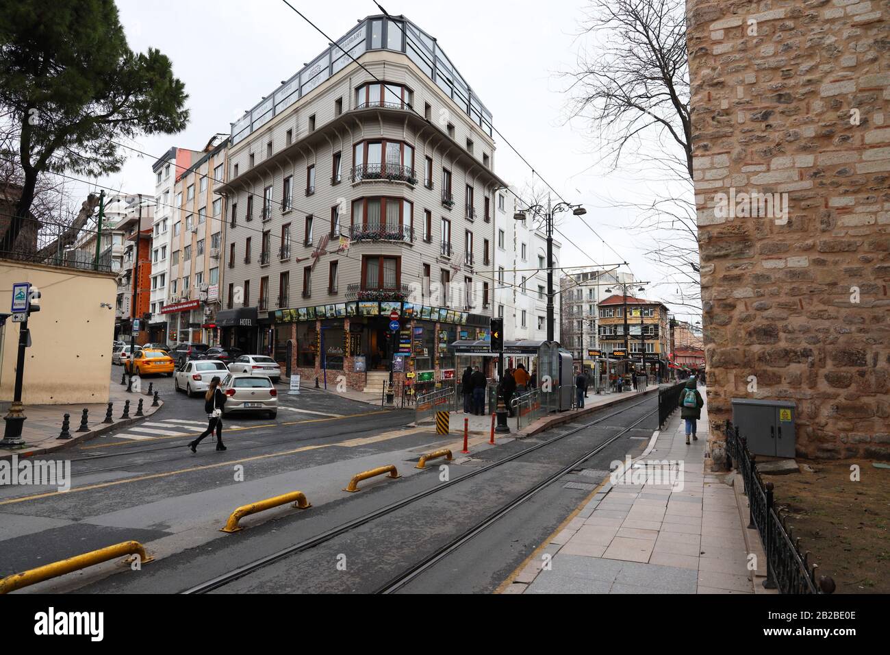 City view with old residential buildings and new high rise buildings hi ...