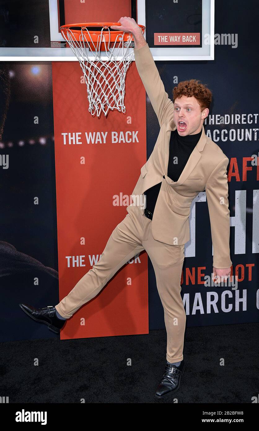 Los Angeles, United States. 02nd Mar, 2020. Caleb Foote clowns around ...