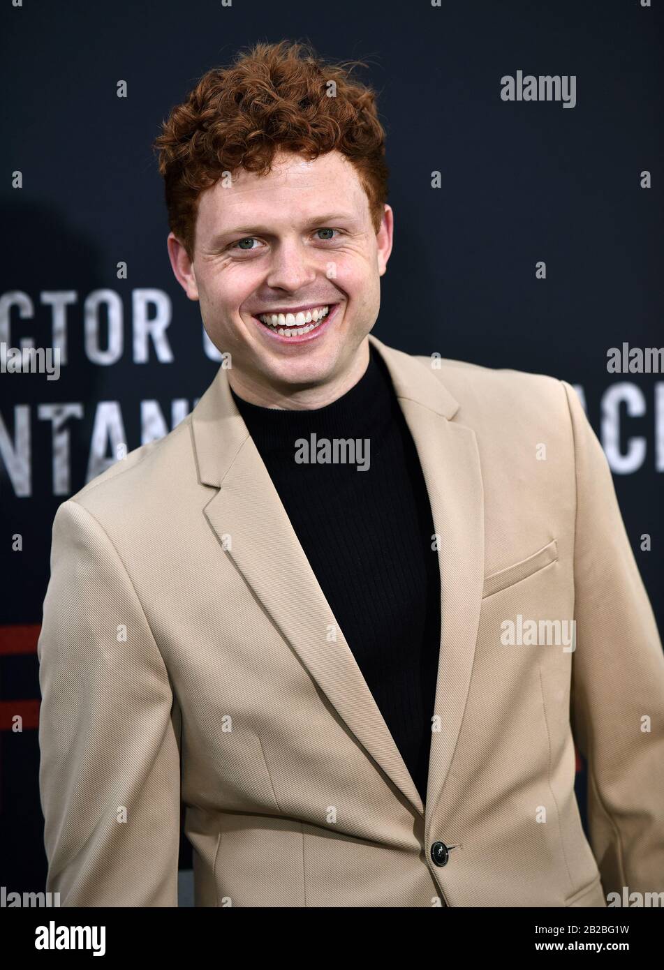 Los Angeles, United States. 02nd Mar, 2020. Caleb Foote arrives for the ...