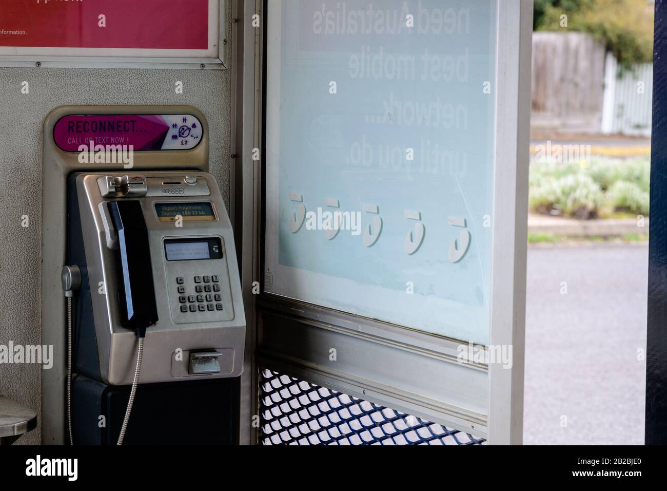 Phone box with WiFi point in Australian Country Town Stock Photo - Alamy