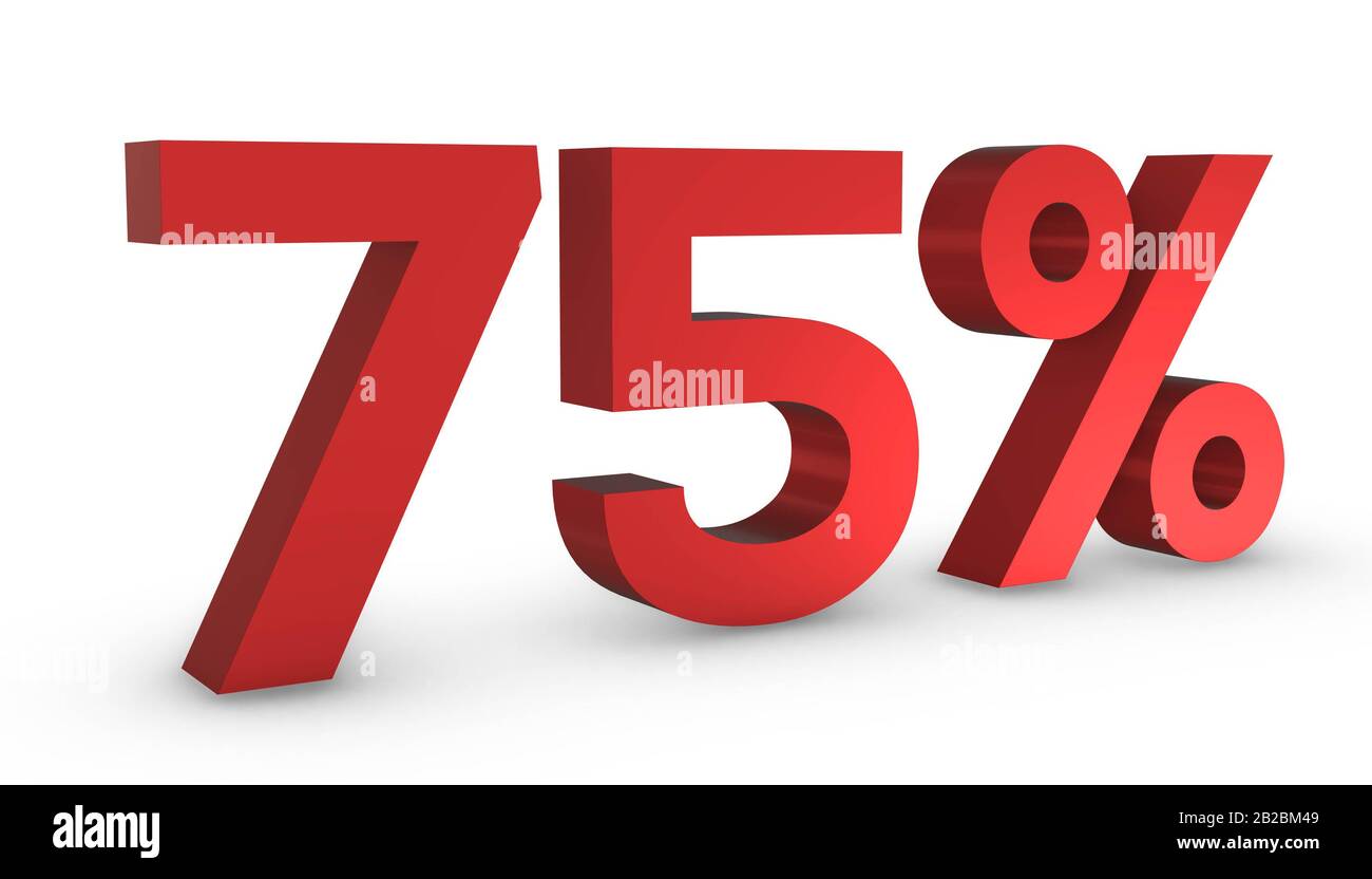 3D Shiny Red Number Seventy Five Percent 75% Isolated on White ... 3D Shiny Red Number Seventy Five Percent 75% Isolated on White ...