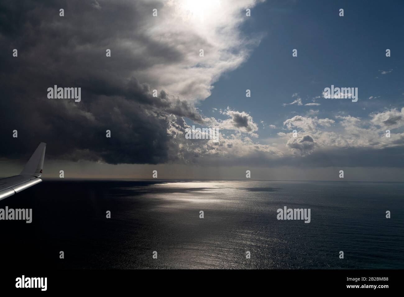 Sea tempest and clear sky aerial view panorama from airplane Stock ...