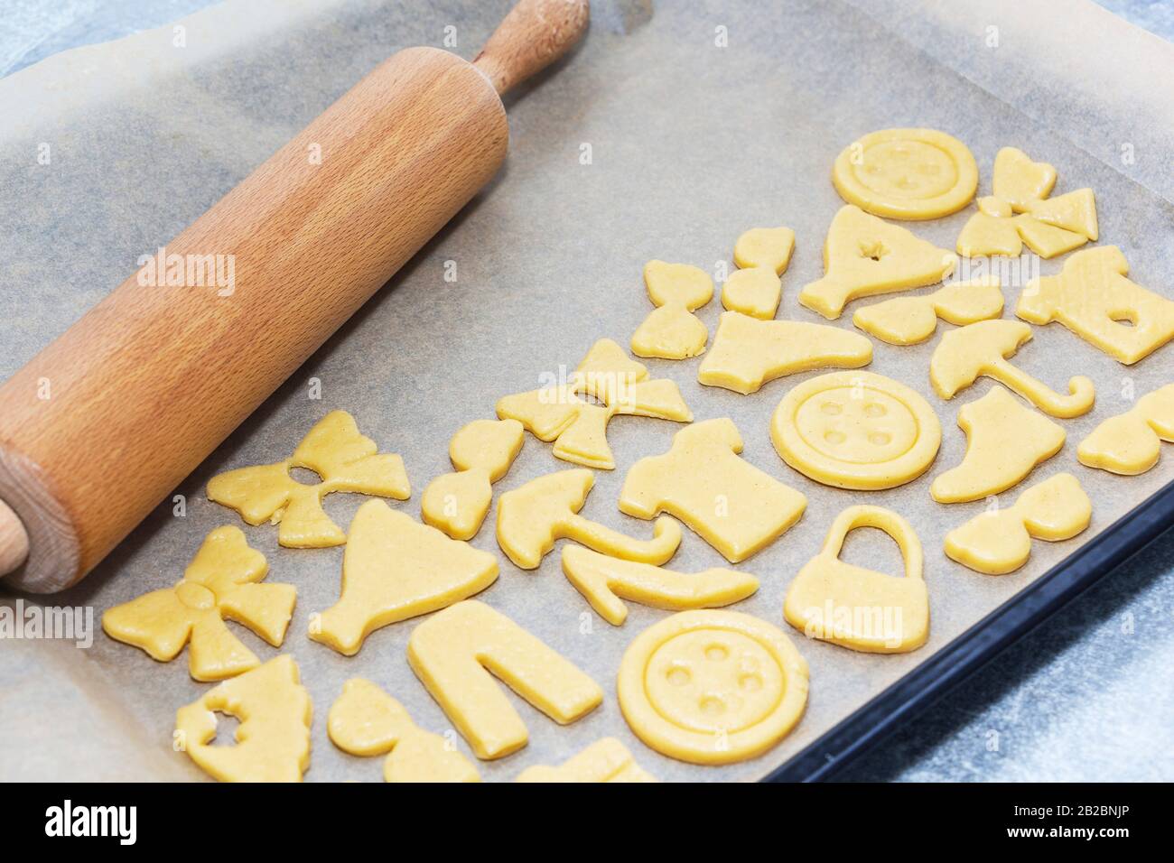 cookies, gingerbread in the form of clothing. Cooking process Stock ...