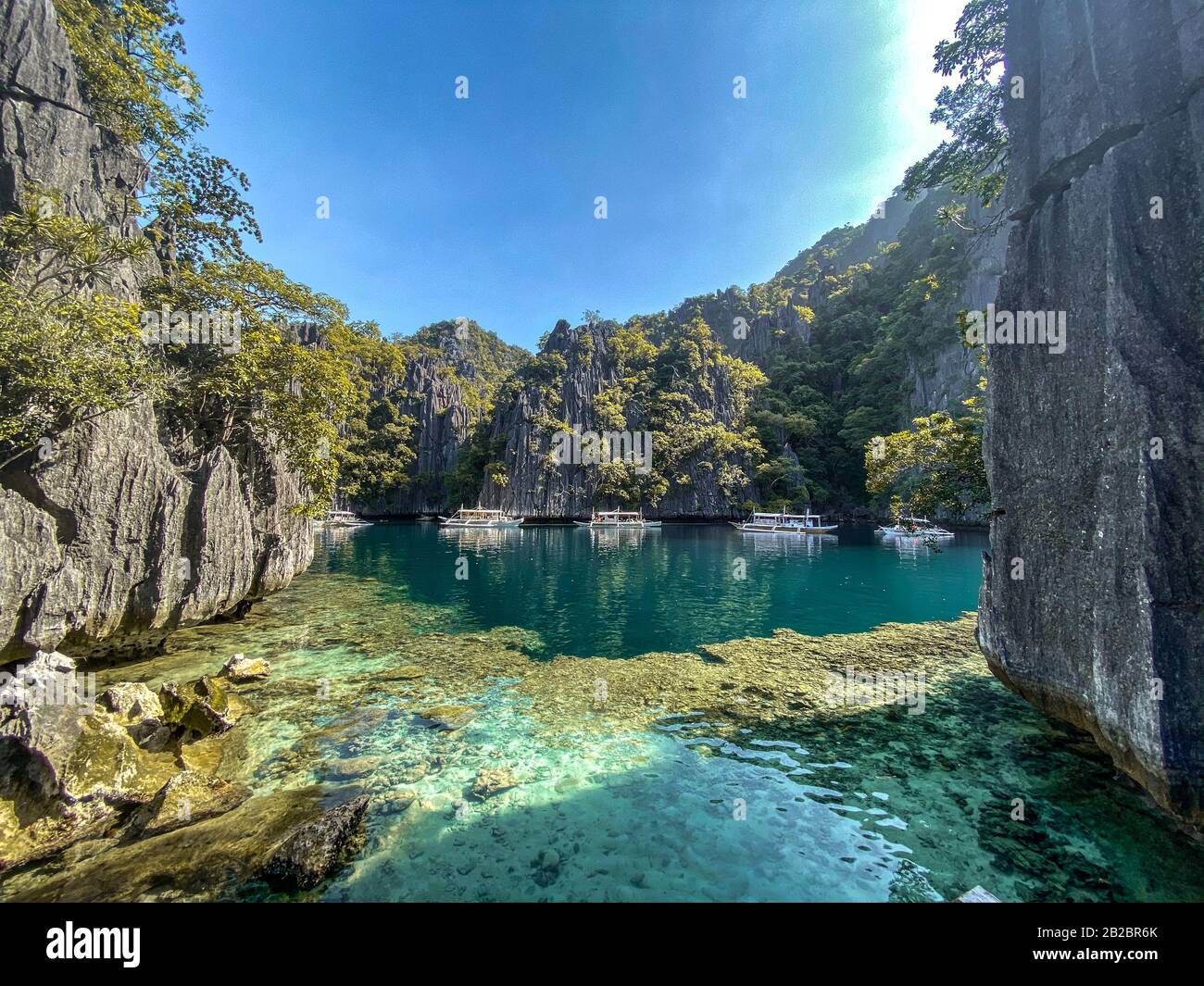 Aerial view of the Twin Lagoon in coron island, Palawan, Philippines ...
