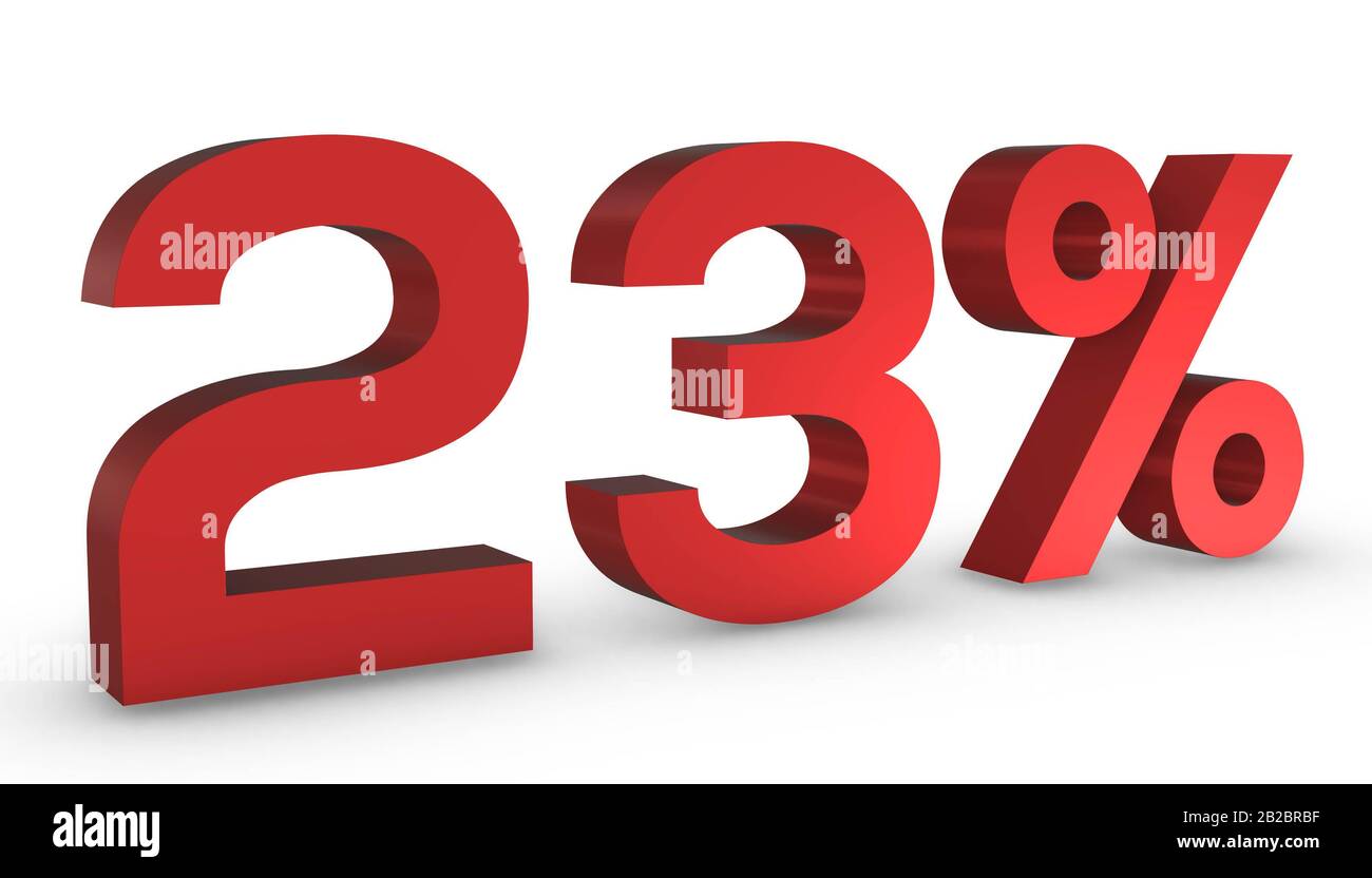 3D Shiny Red Number Twenty Three Percent 23% Isolated on White ...