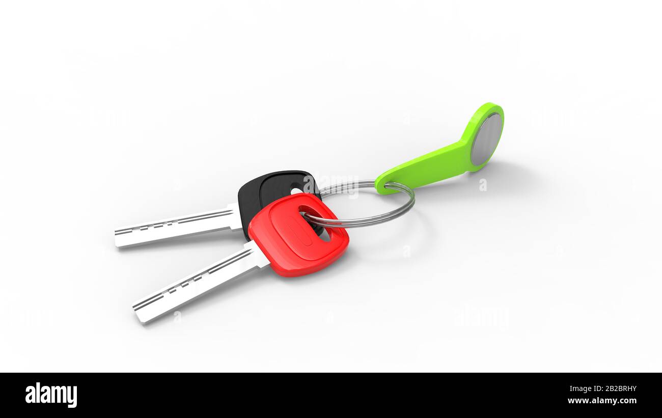 3D rendering of keys metal drop key isolated on white background Stock ...