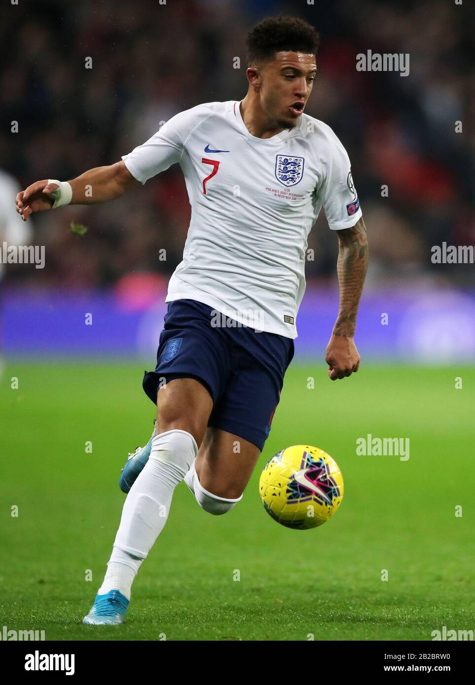 England's Jadon Sancho during the UEFA Euro 2020 Qualifying match at ...