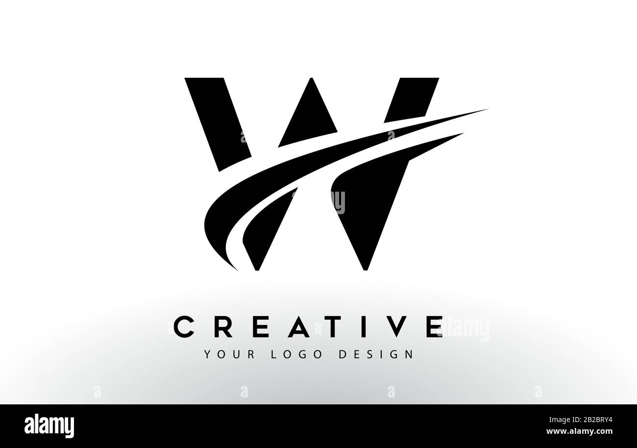 Creative W Letter Logo Design with Swoosh Icon Vector Illustration ...