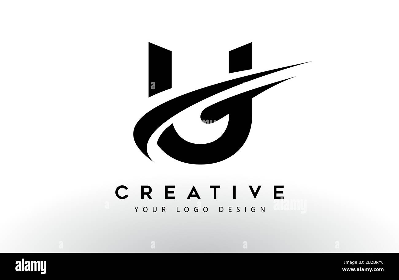 Creative U Letter Logo Design with Swoosh Icon Vector Illustration ...