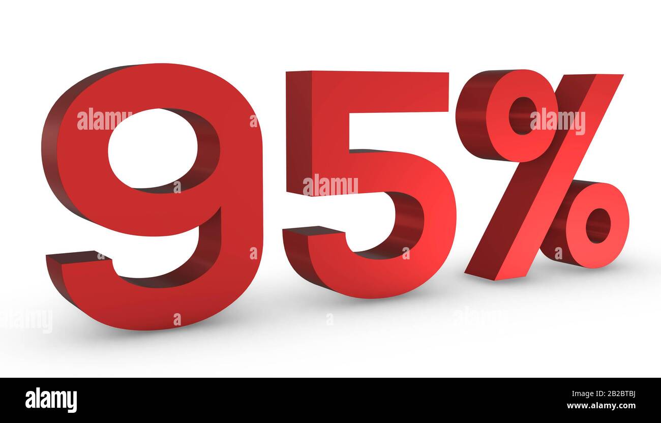 3D Shiny Red Number Ninety Five Percent 95% Isolated on White ...