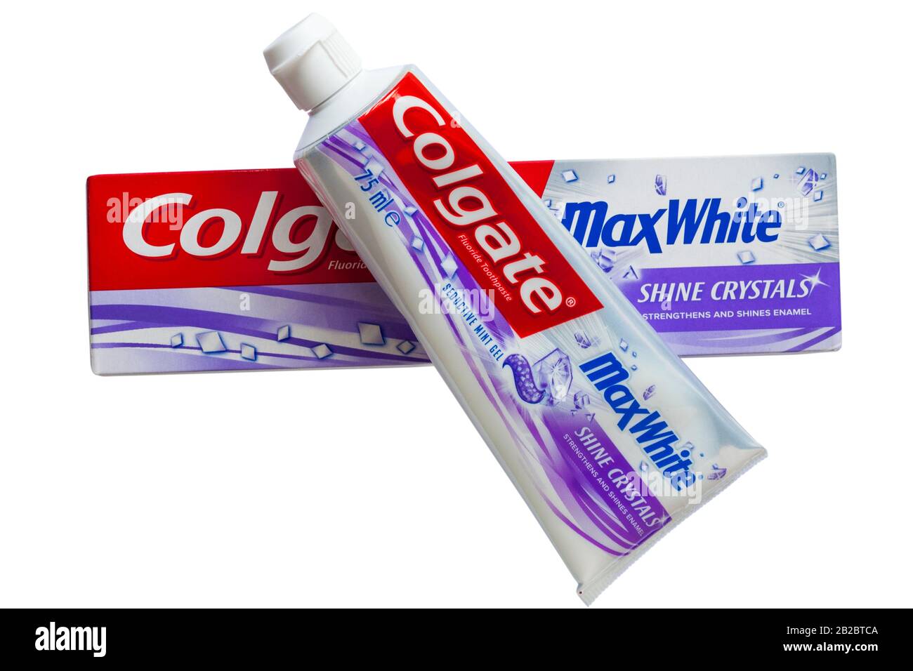 Box and tube of Colgate MaxWhite Shine Crystals Fluoride Toothpaste ...