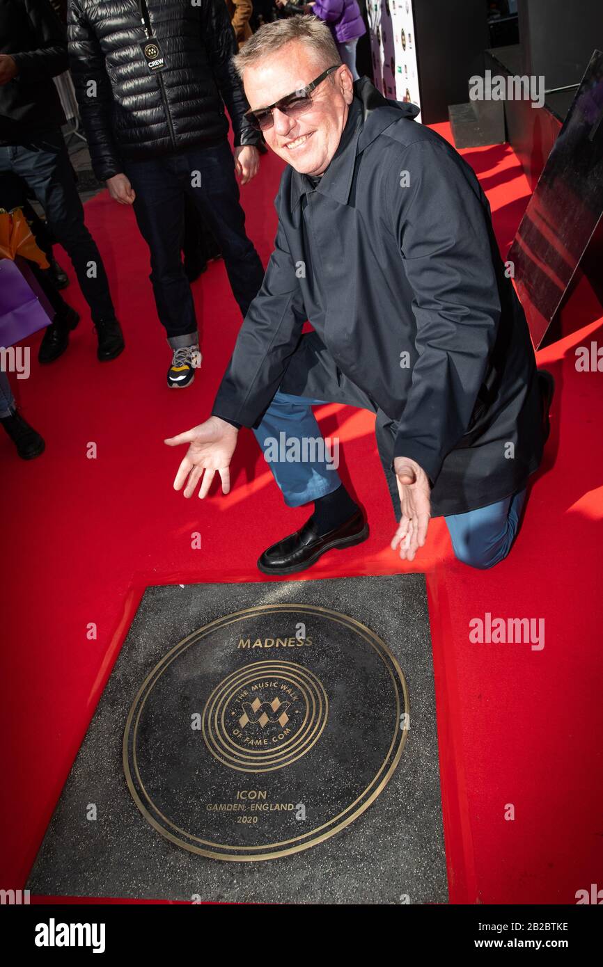 Madness member Graham 'Suggs' McPherson during the unveiling of a stone ...