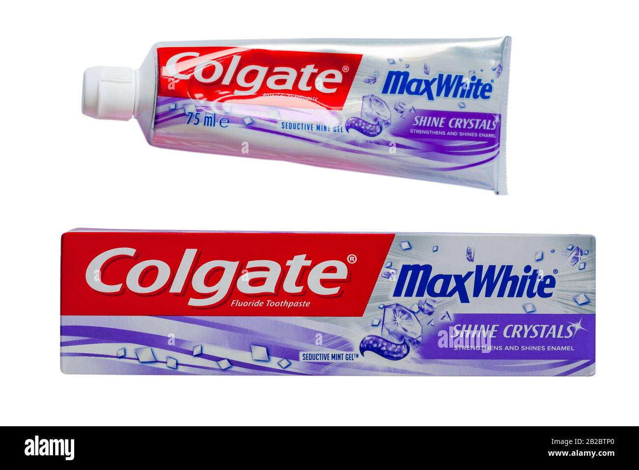 Box and tube of Colgate MaxWhite Shine Crystals Fluoride Toothpaste ...