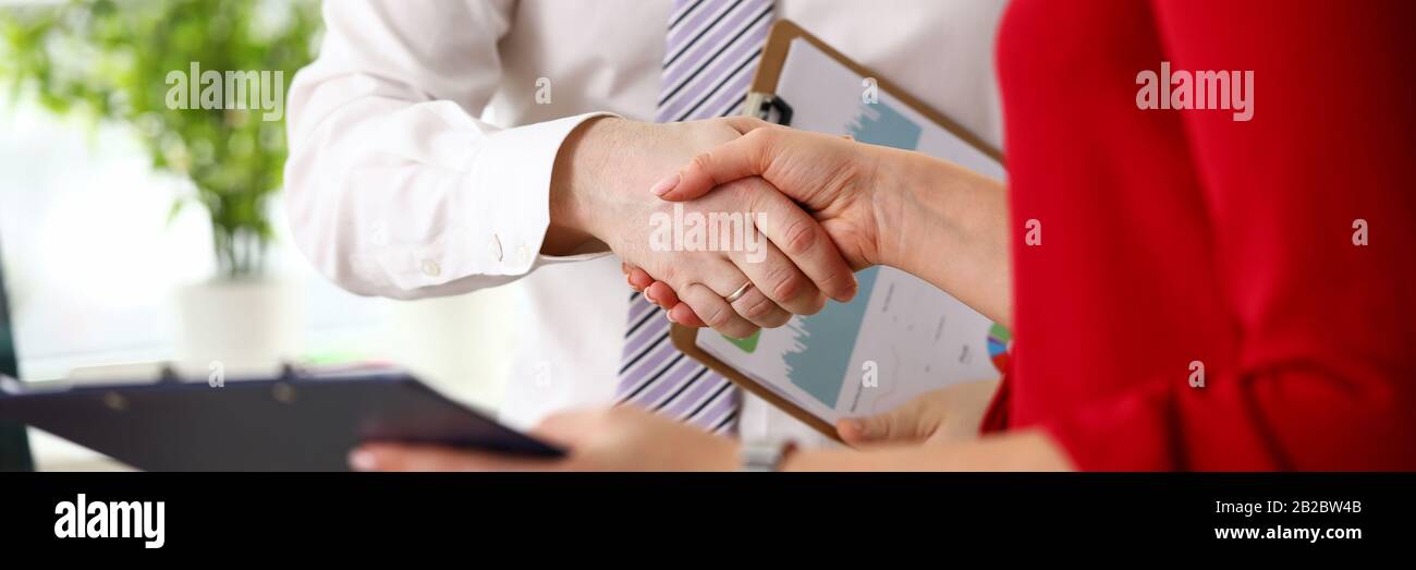 Business people standing in office and making agreement Stock Photo - Alamy